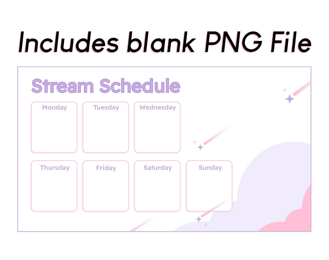 Twitch Schedule Template | Streamer Graphics | Vtuber Graphics | Kawaii ...
