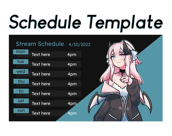 Twitch Schedule Template Streamer Graphics Vtuber Graphics - Etsy