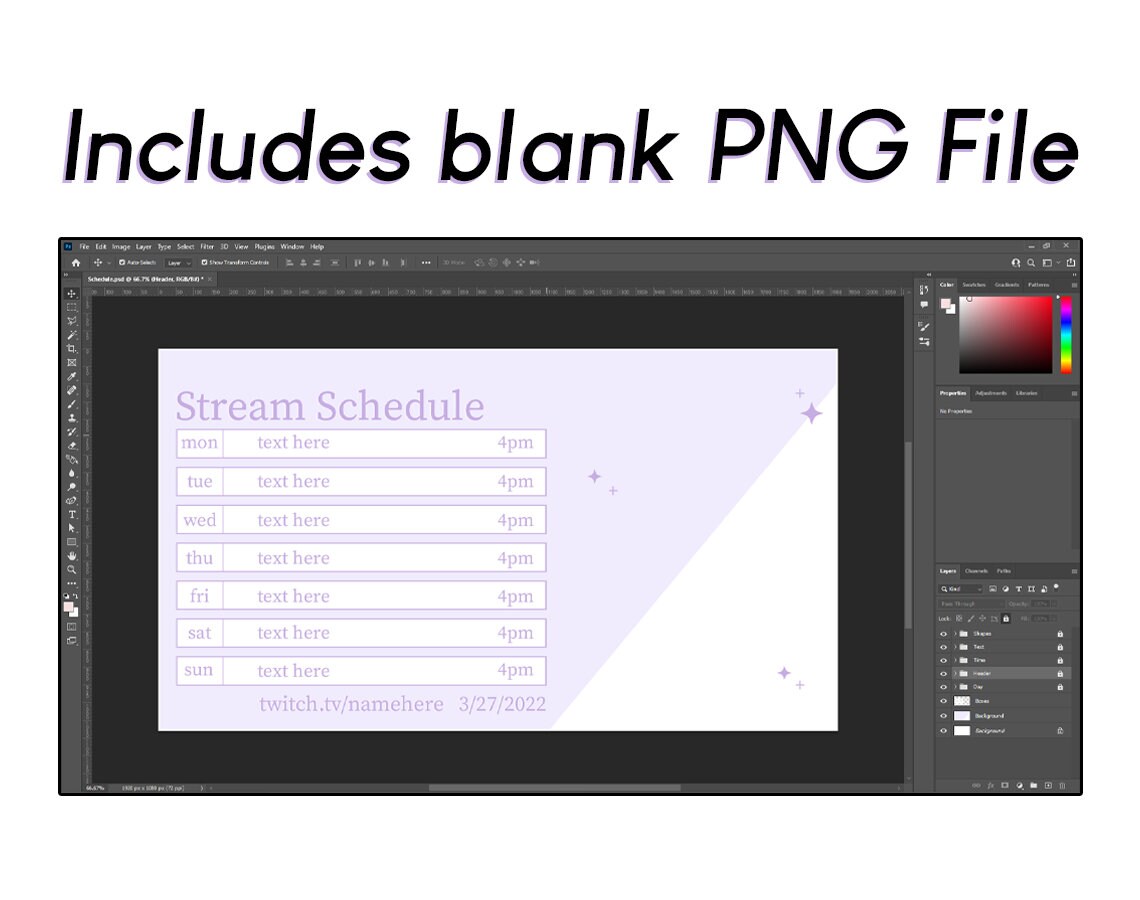 Twitch Schedule Template Streamer Graphics Vtuber Graphics - Etsy