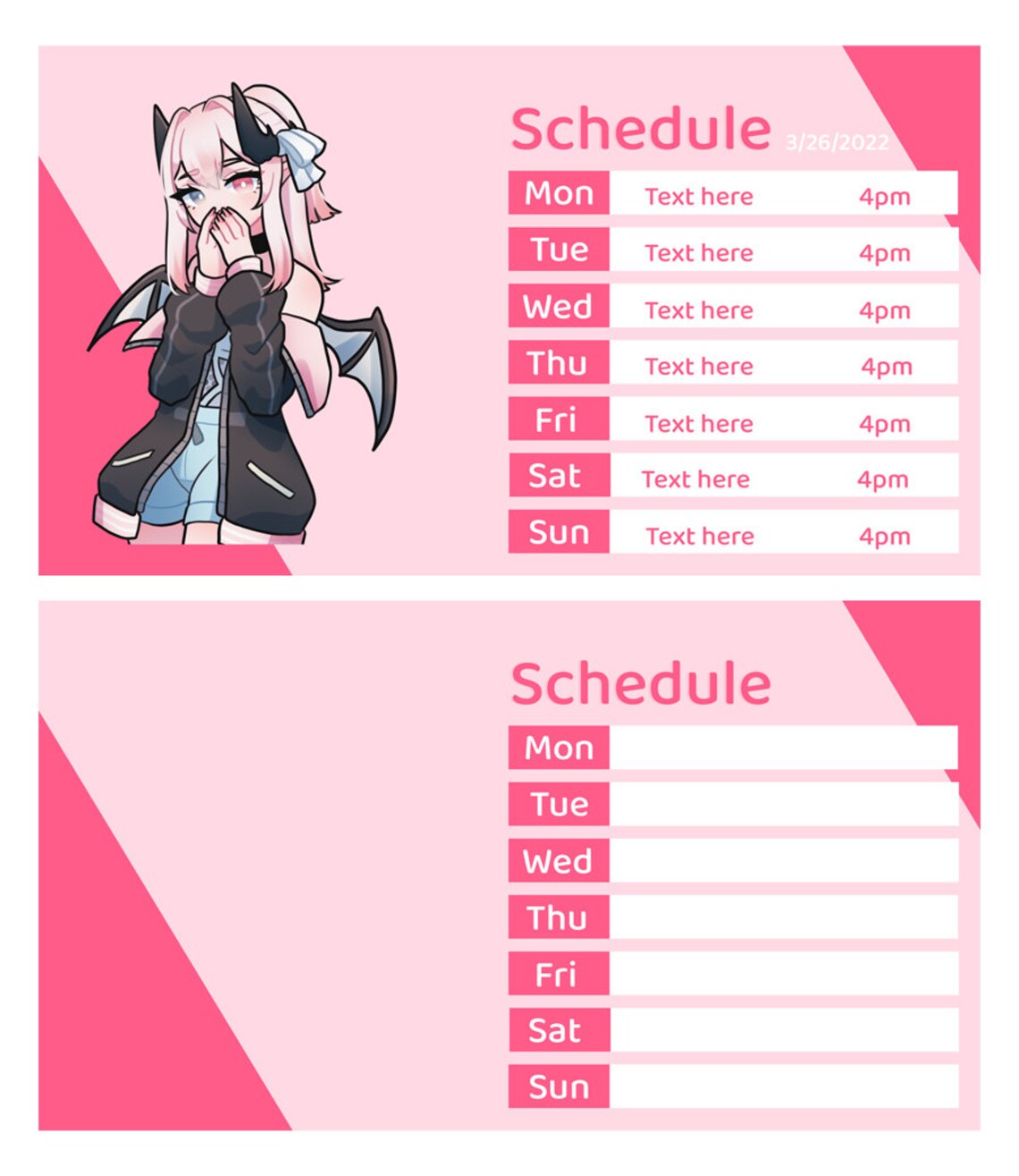 Twitch Schedule Template Streamer Graphics Vtuber Graphics - Etsy Singapore