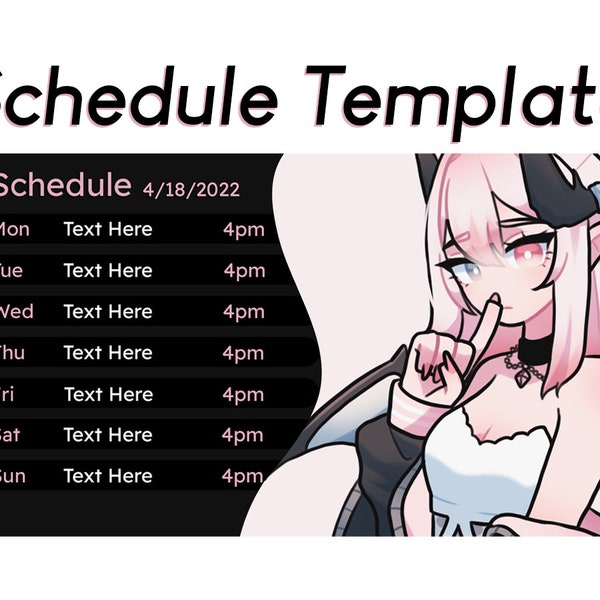 Twitch Schedule Template Streamer Graphics Vtuber Graphics Purple - Etsy