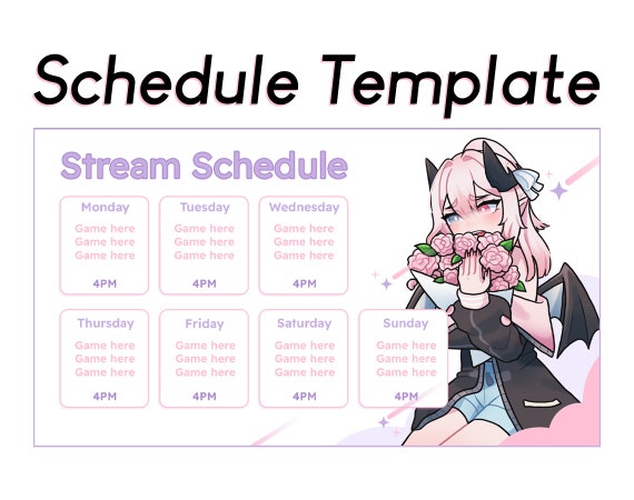 Twitch Schedule Template Streamer Graphics Vtuber Graphics - Etsy