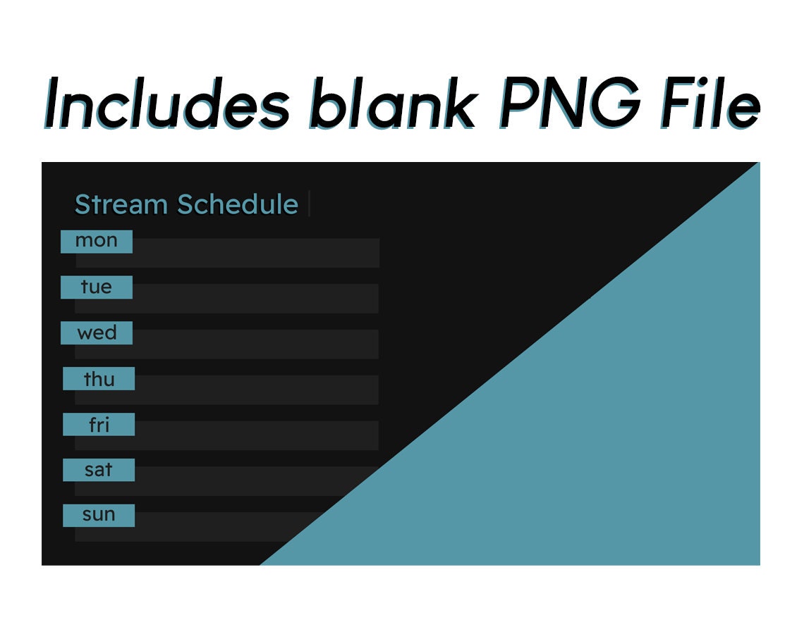 Twitch Schedule Template | Streamer Graphics | Vtuber Graphics | Teal ...