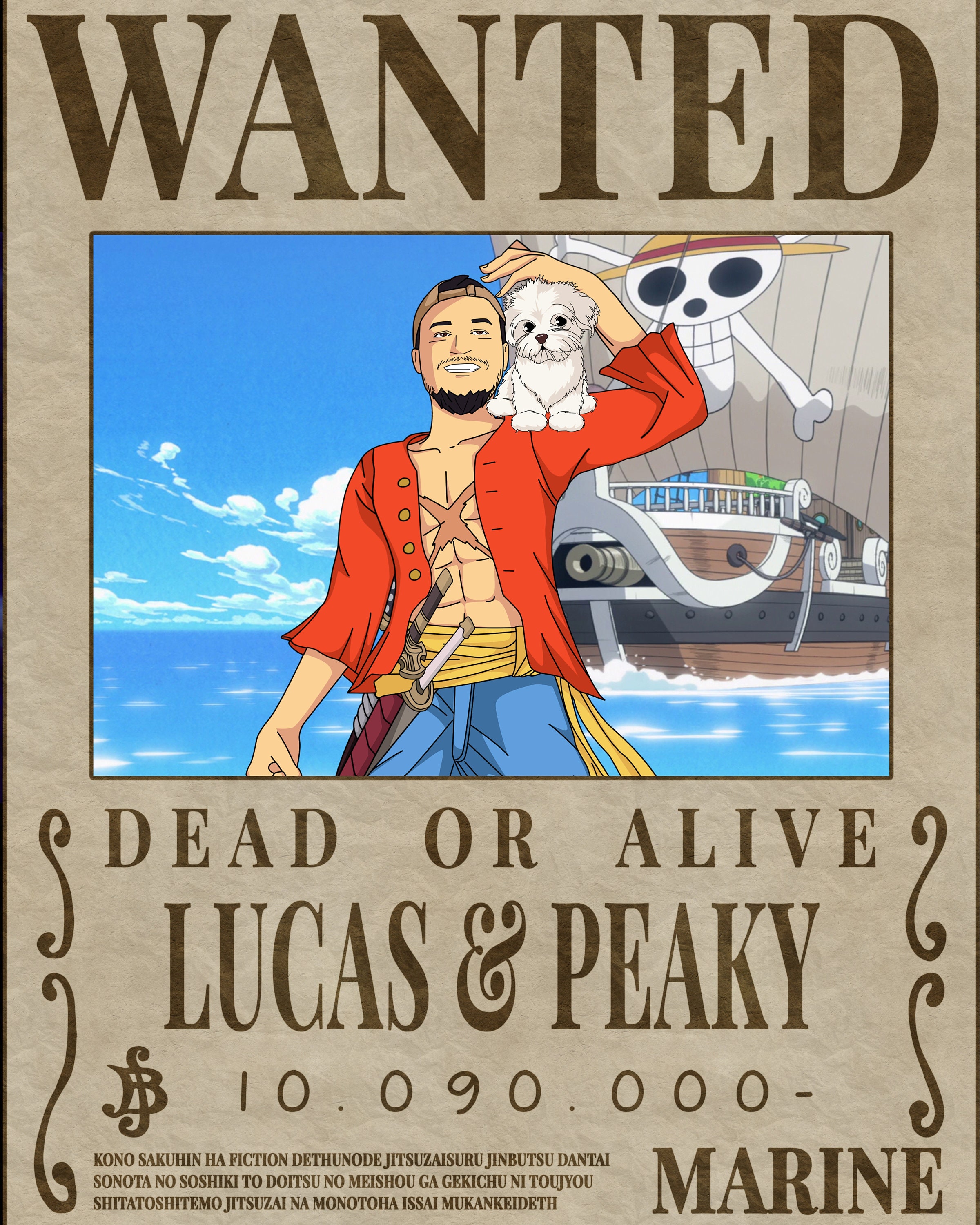 Personalized ONE PIECE Wanted Poster Bounty Poster With Your Etsy