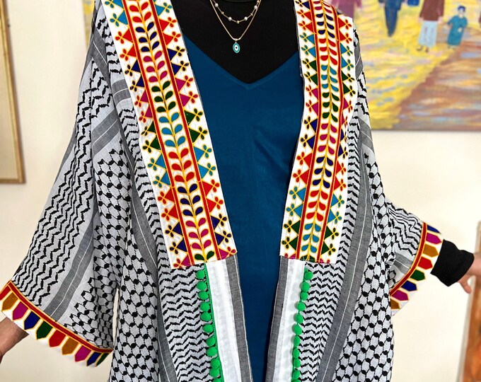 Colorful Embroidery Tatreez Arabic-palestine-iraq Print, Keffiyeh ...