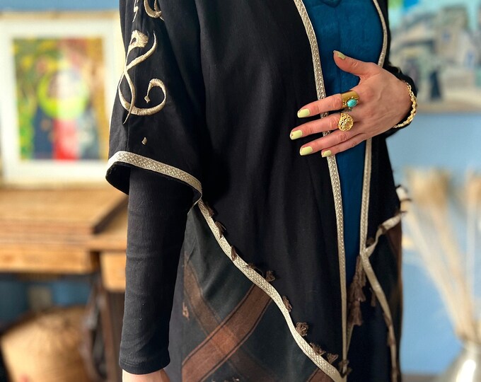 Arabic Calligraphy Abaya Kimono Kaftan Robe Poncho Cloak Jacket Tunic ...