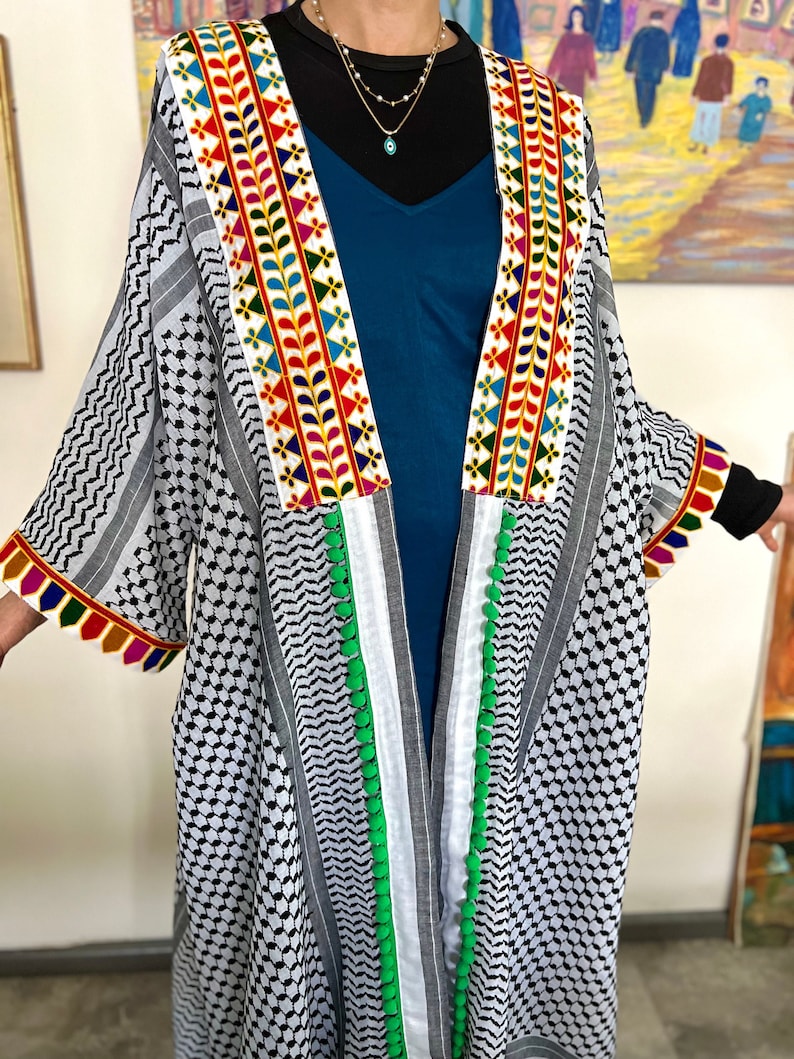 Colorful Embroidery Tatreez Arabic-palestine-iraq Print, Keffiyeh ...