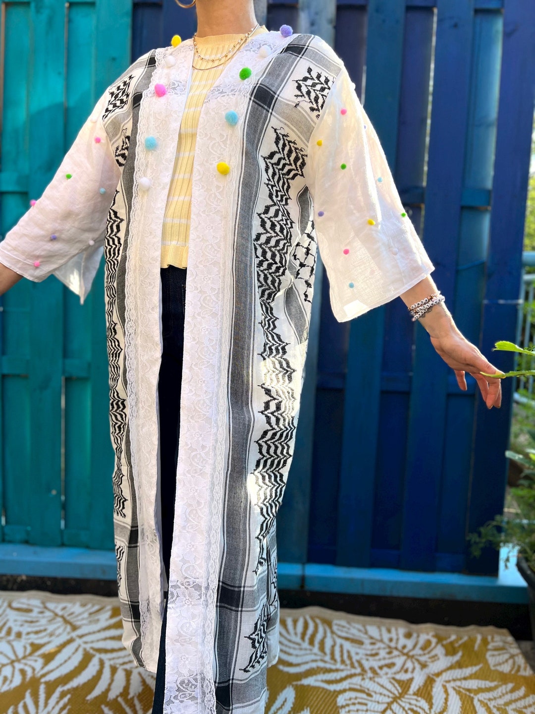 Pastel Pompoms, Lace Details. Arabic-palestine-iraq Embroidery Print ...