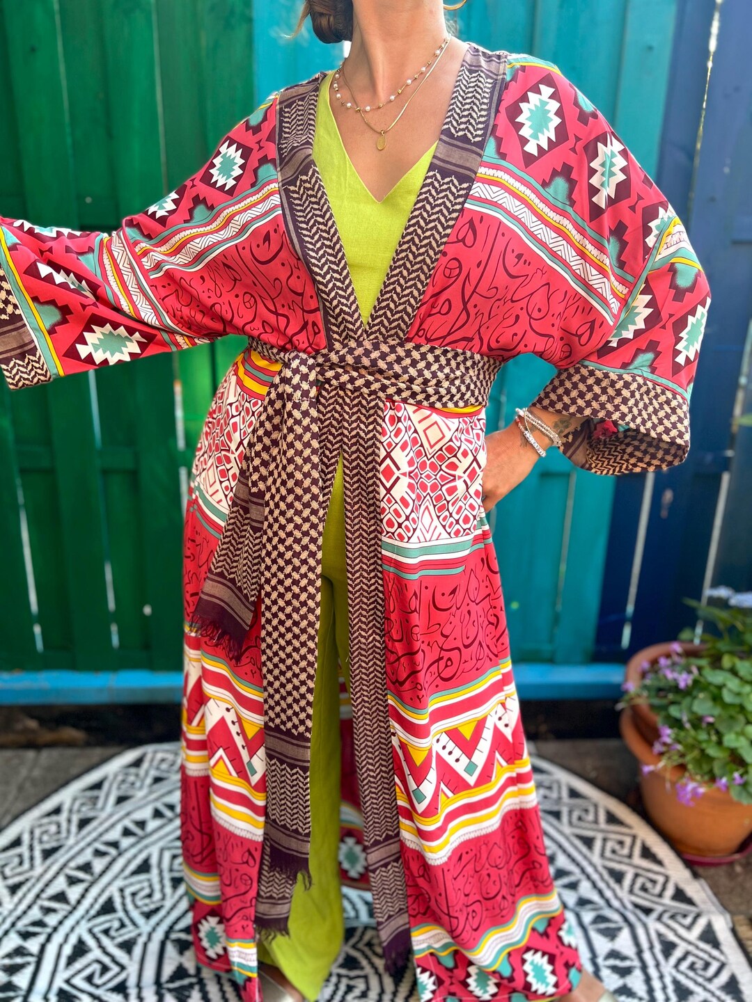 Arabic Colorful Pattern Tribal Print Patchwork Ruffles Sequins Ruffled ...