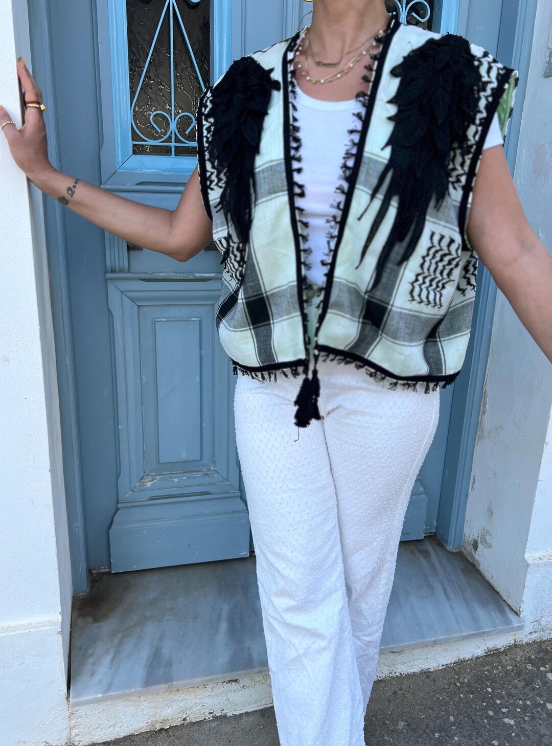 Color Embroidery Arabic Shemagh-keffiyeh Jacket- Kimono-poncho-tunic ...