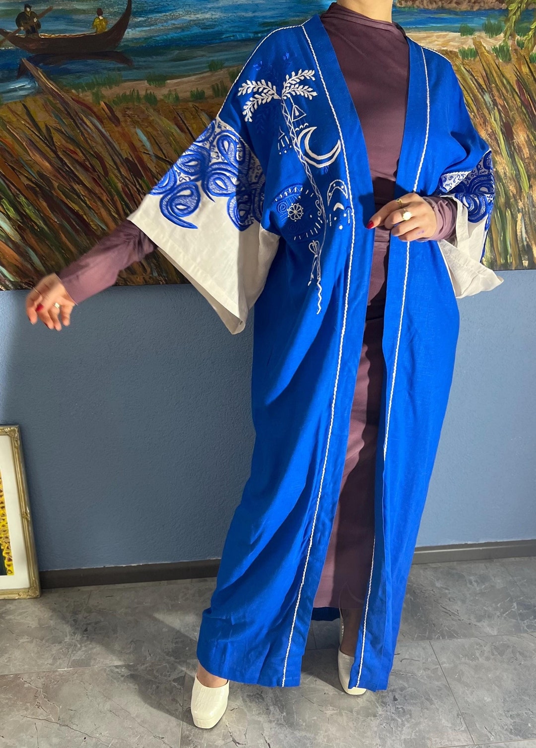 Patchwork Arabic Iraq Morocco Embroidery Tatreez Print Abaya Kaftan ...