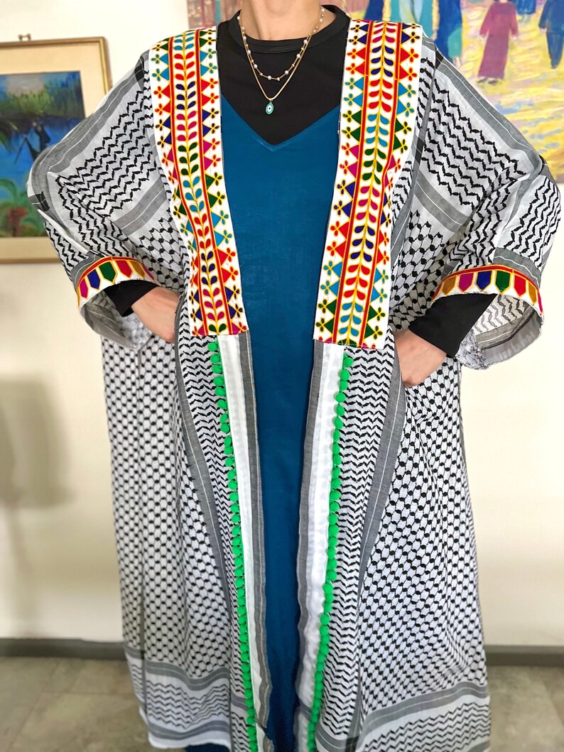 Colorful Embroidery Tatreez Arabic-palestine-iraq Print, Keffiyeh ...