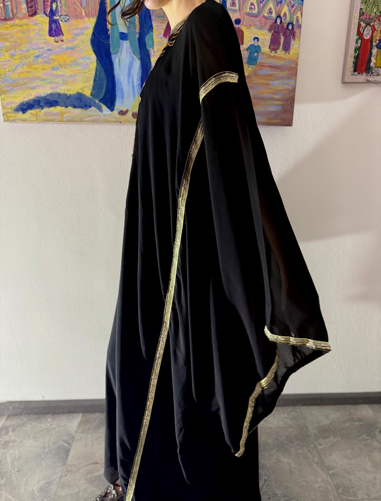 Glitter Modest Kaftan Bisht Sequin Chiffon Hashmi Robe Maxi Uae-dubai ...