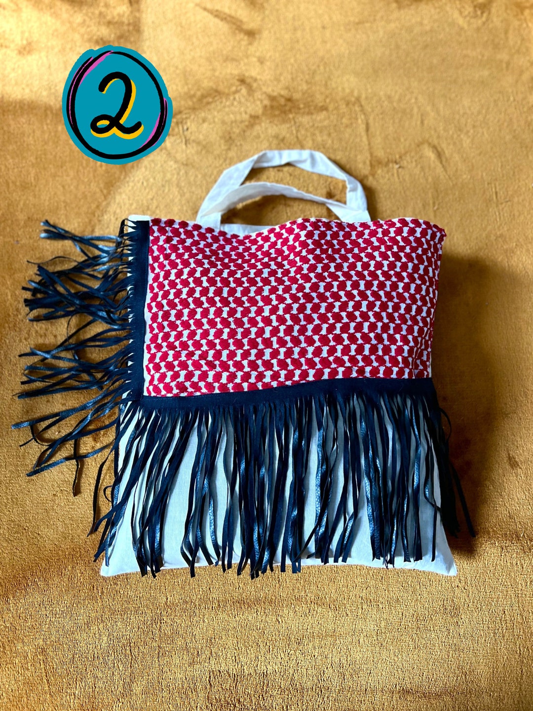 Keffiyeh Arabic Tatreez Iraq Art Embroidery Patchwork Leather Tassel ...