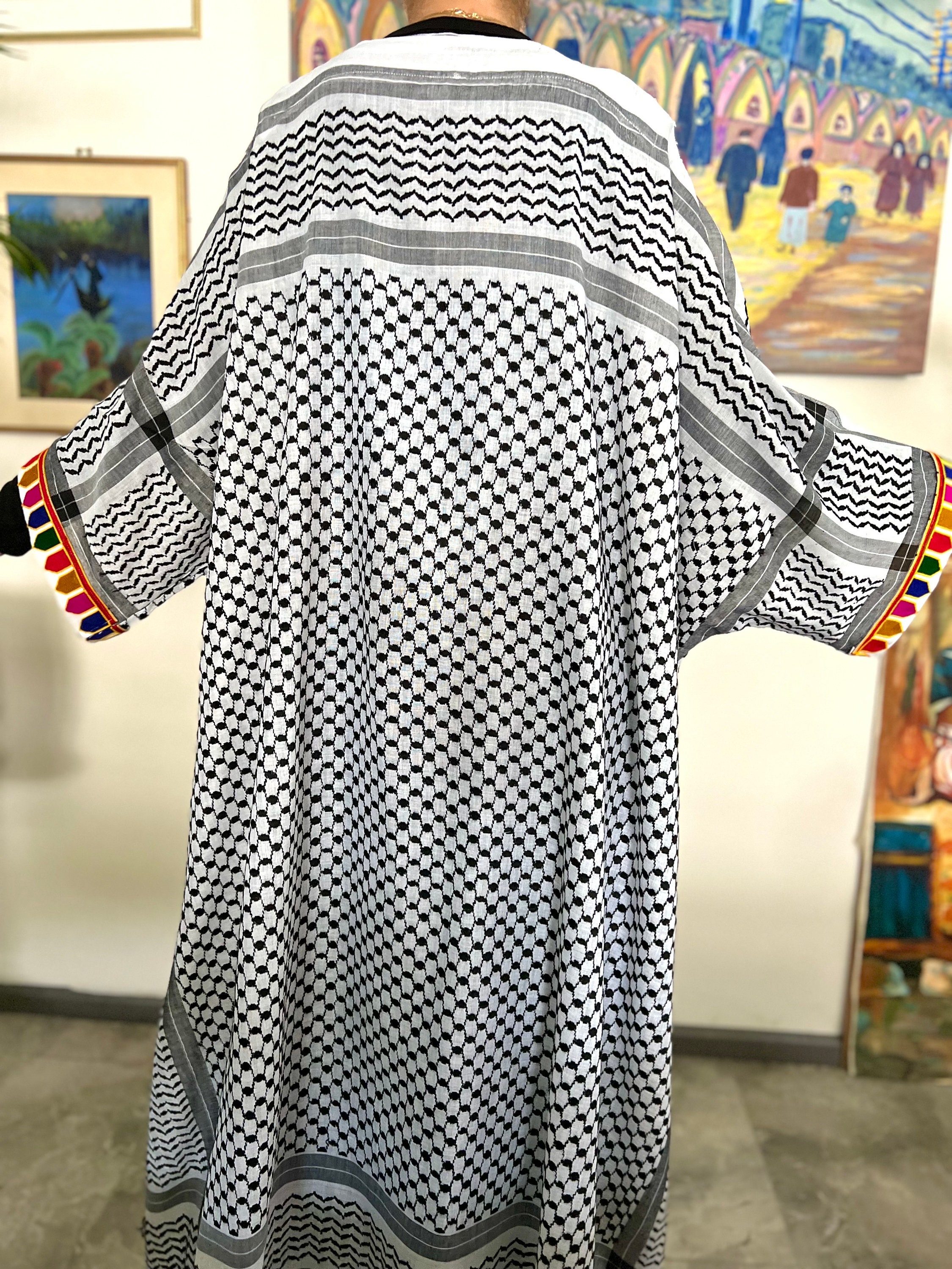 Colorful Embroidery Tatreez Arabic-palestine-iraq Print, Keffiyeh ...