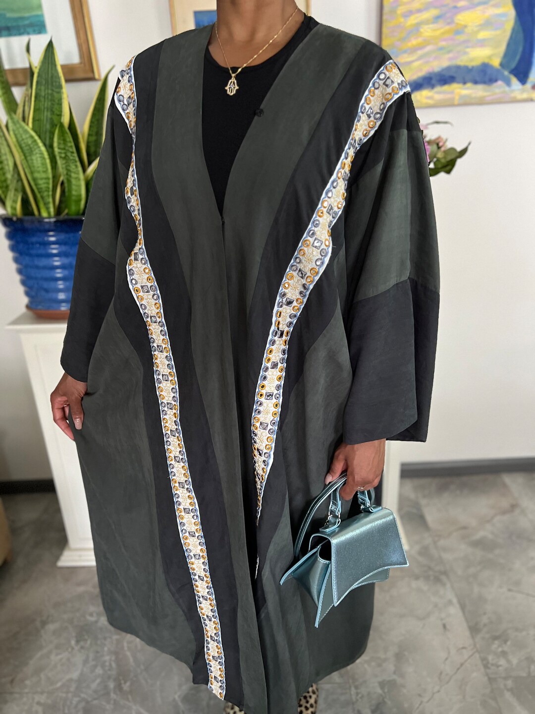 Embroidery Detail Abaya/jacket/kaftan/robe/kimono/coat/waistcoat/cape ...