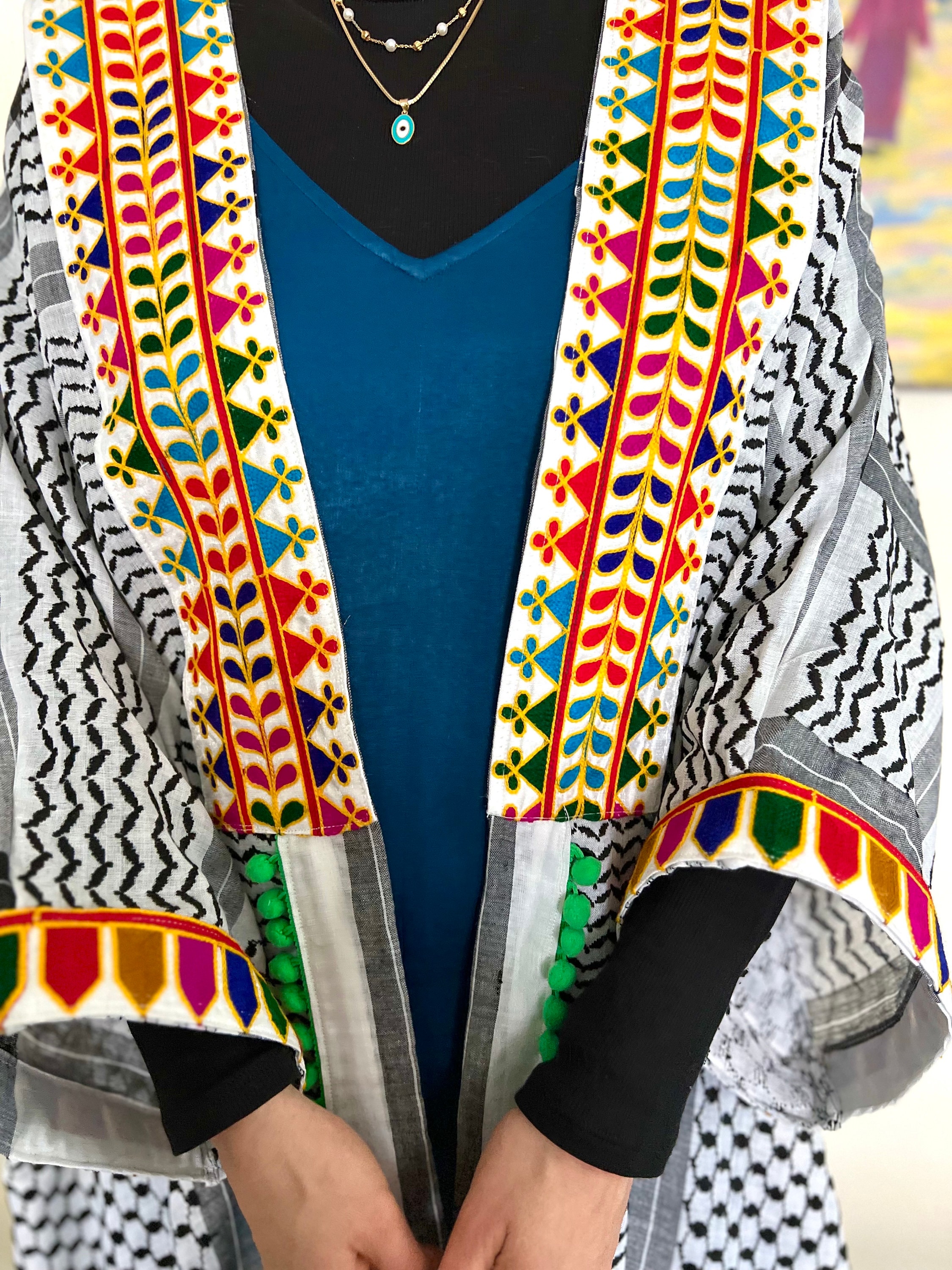 Colorful Embroidery Tatreez Arabic-palestine-iraq Print, Keffiyeh ...