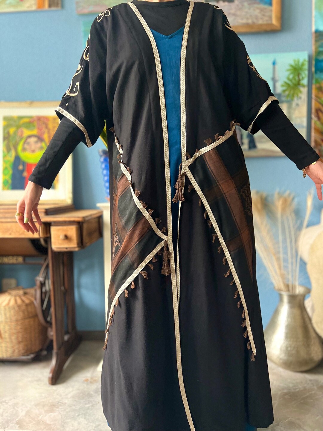 Arabic Calligraphy Abaya/kimono/kaftan/robe/poncho/coat/jacket/tunic ...