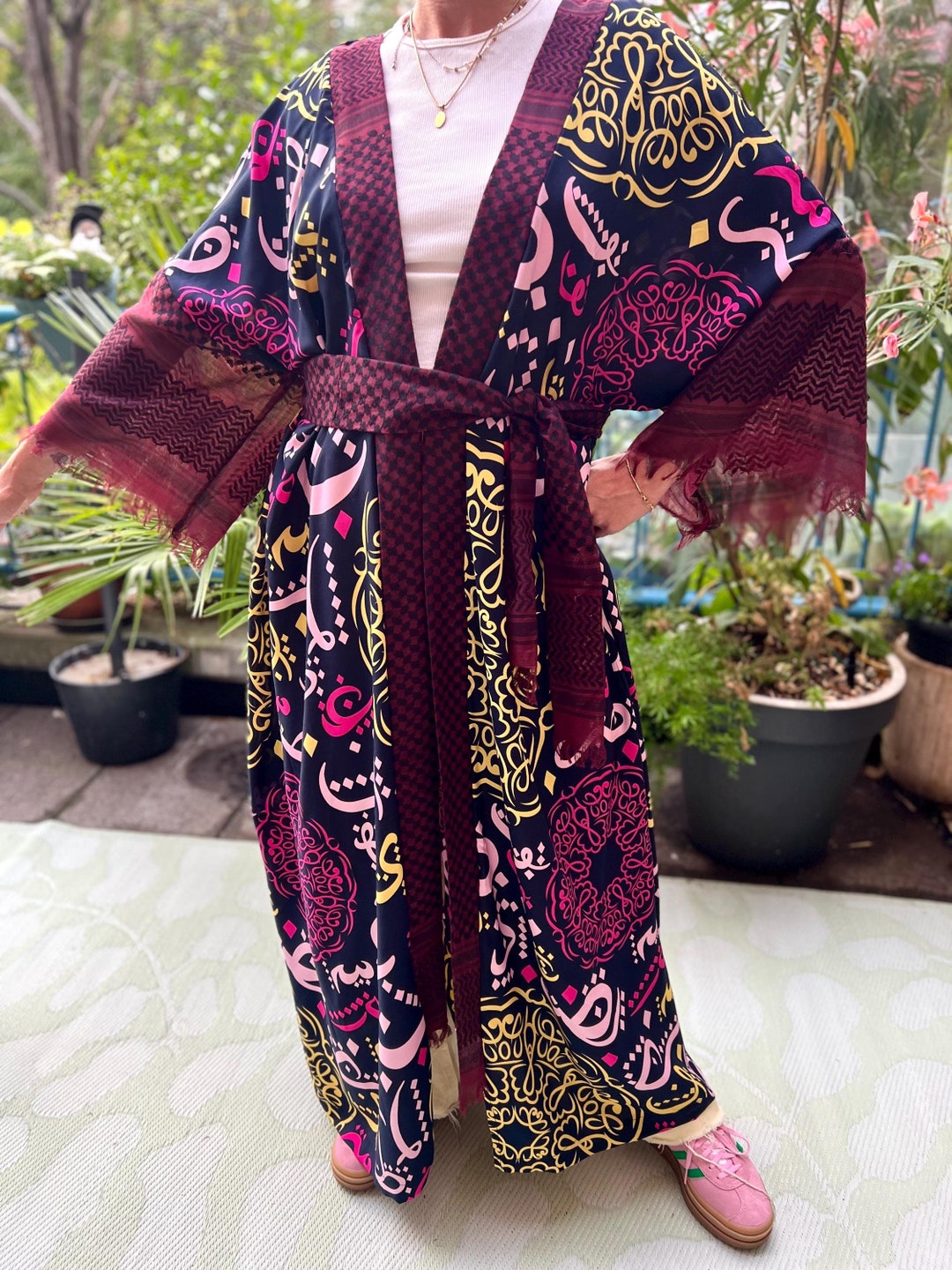 Arabic Letter Colorful Pattern Print Patchwork-ruffles Sequins Ruffled ...