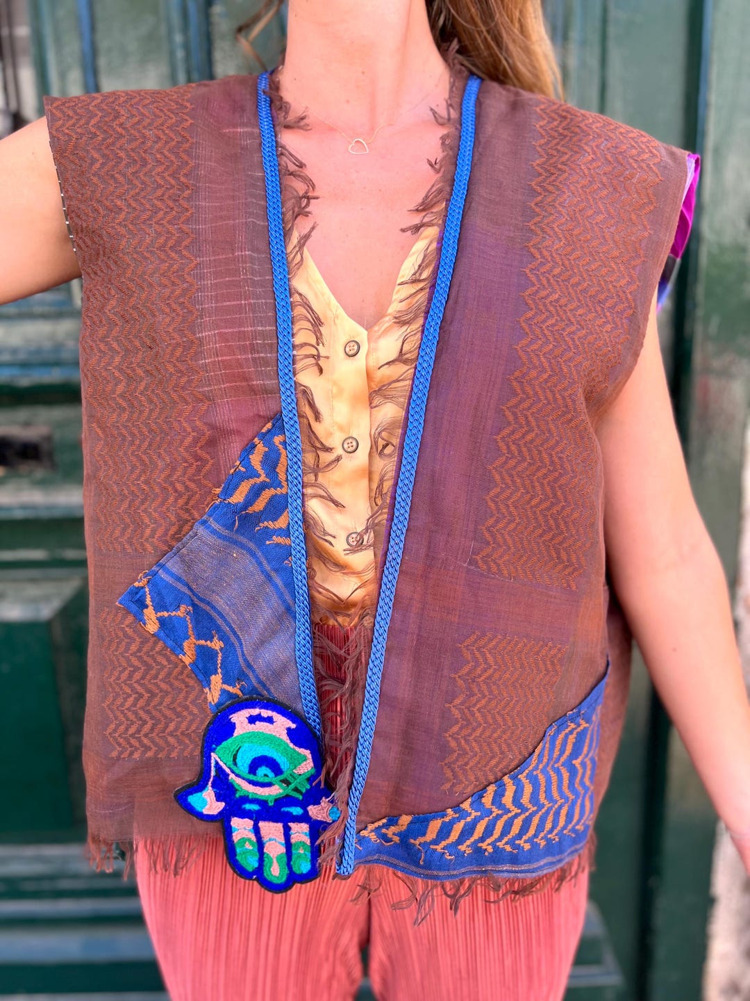 Fatima Hand Embroidery Arabic Shemagh-keffiyeh Jacket Kimono-poncho ...