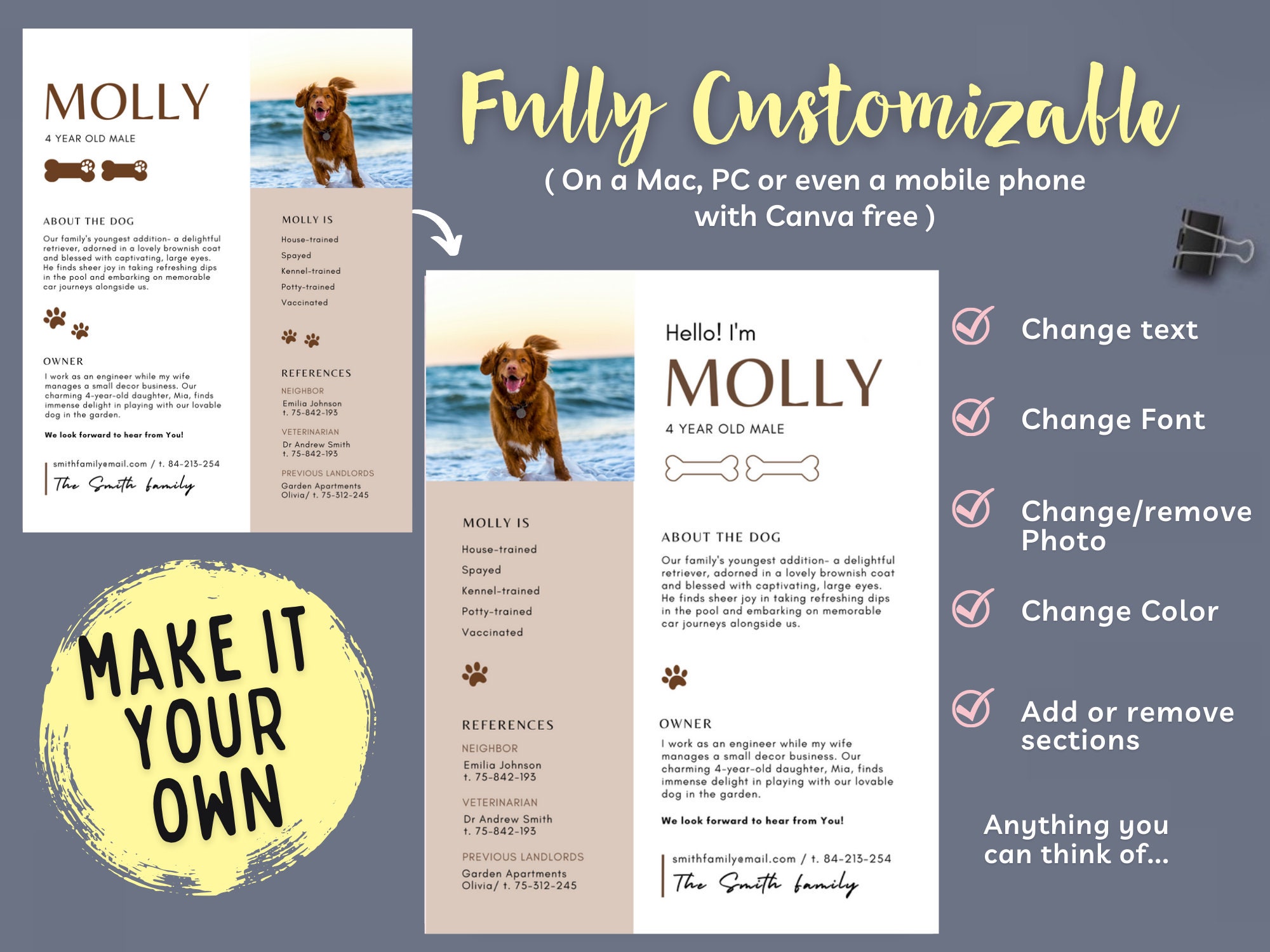 Dog Resume Rental Application, Renting Pet Bio, Dog Rescue, Dog Resume ...