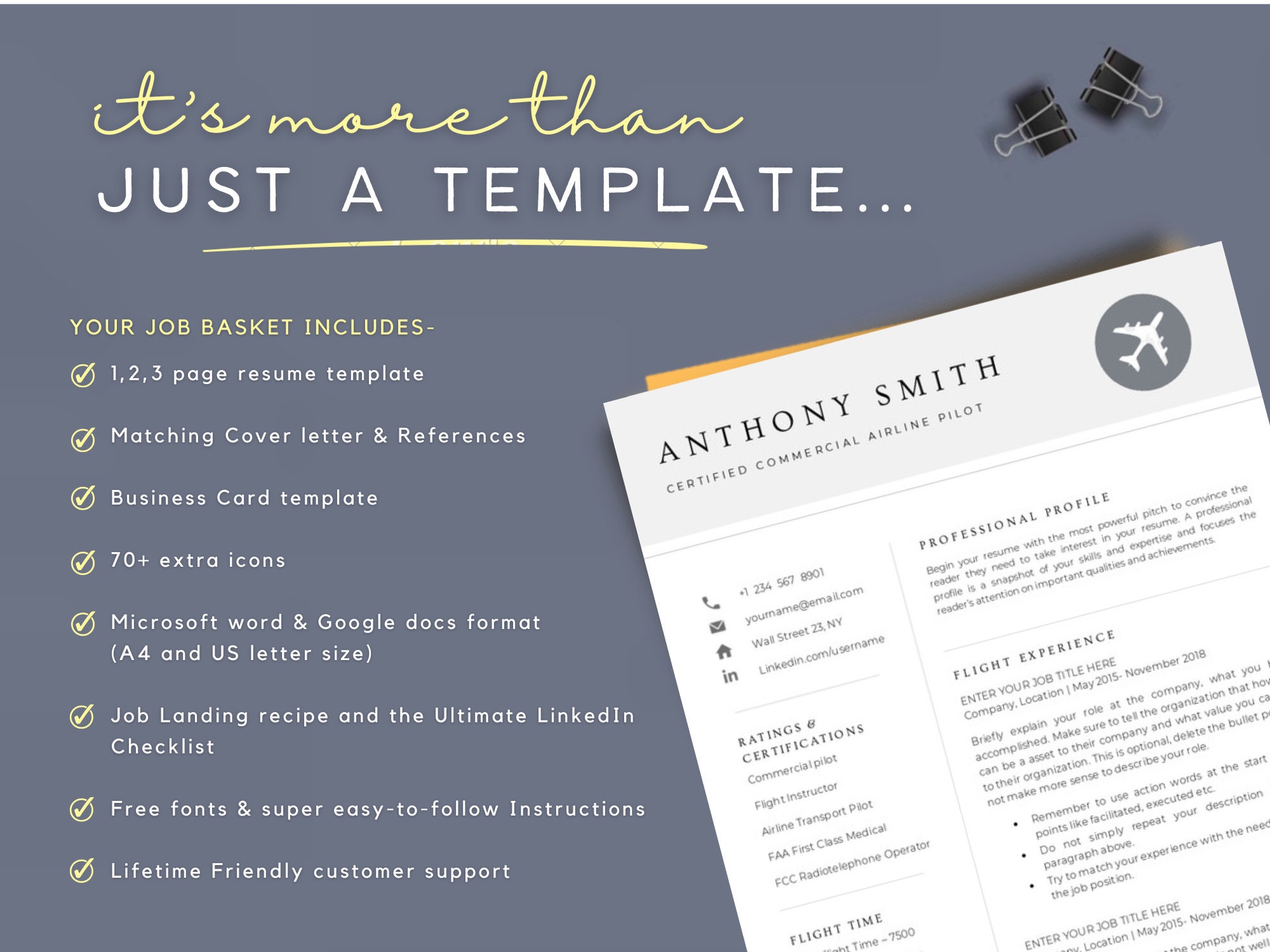 Pilot Resume Template for Aviation, Flight Attendant Crew Pilot ...