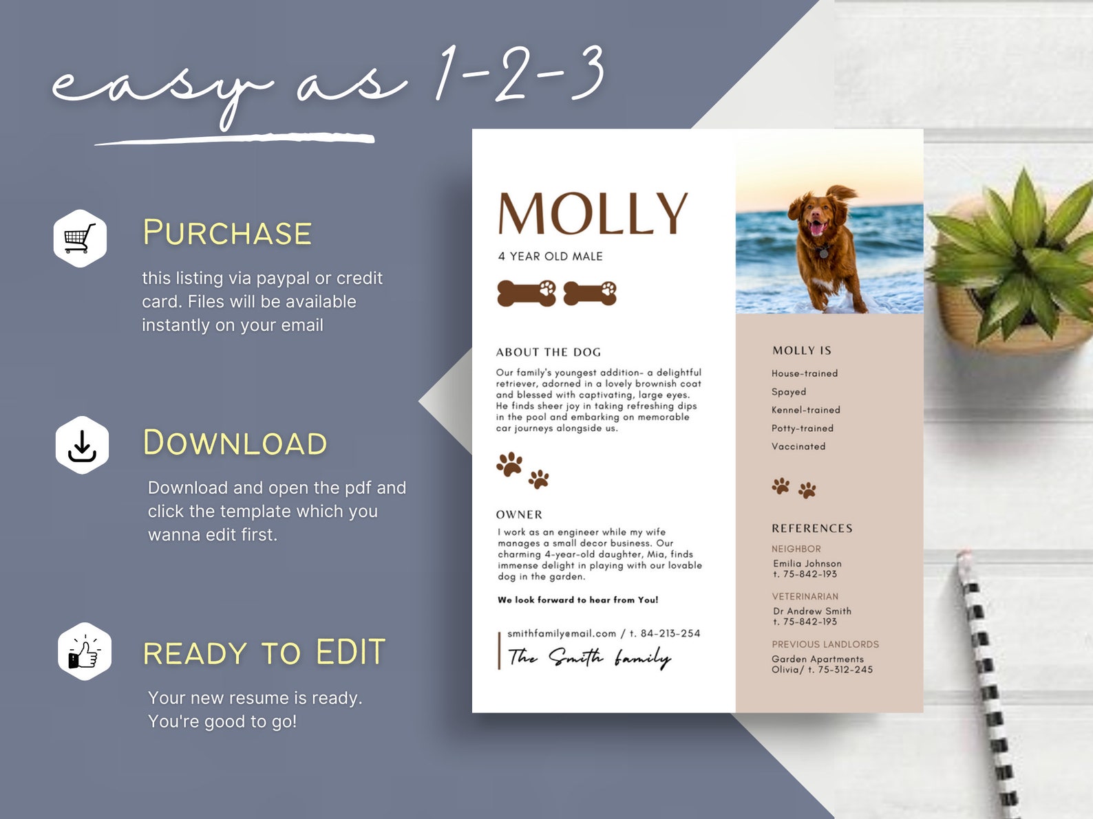 Dog Resume Rental Application, Renting Pet Bio, Dog Rescue, Dog Resume ...