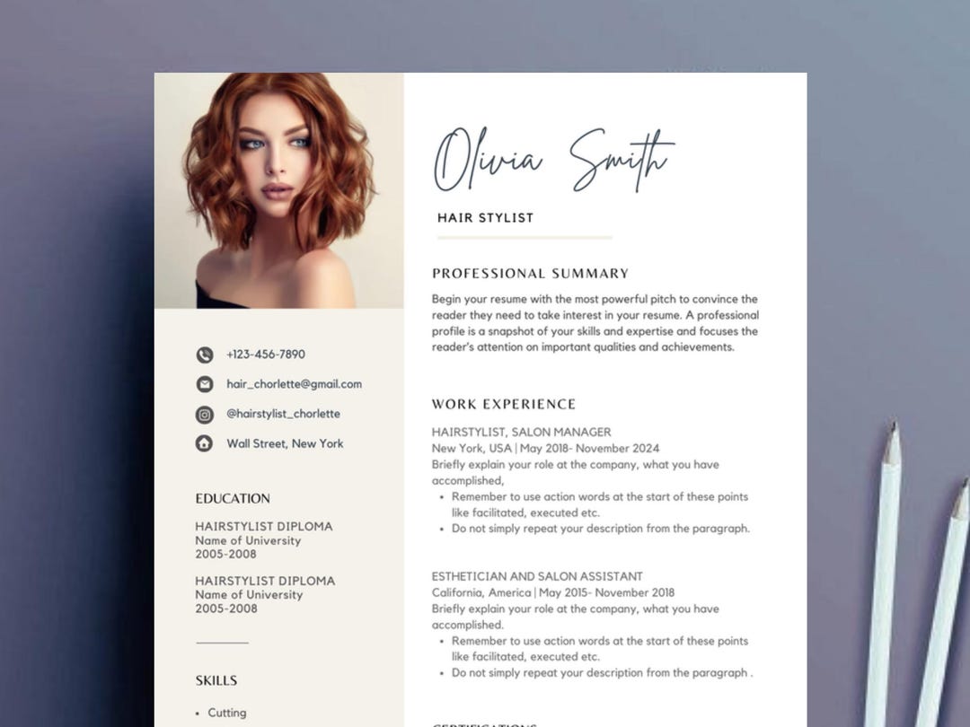 Hair Stylist Resume CV Template for Hairstylist Hair Colorist Resume ...