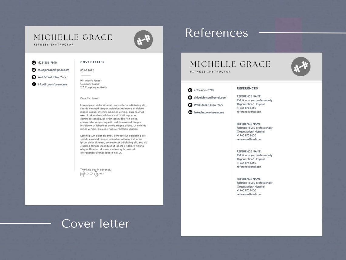 Fitness Instructor Resume Template Canva 2024 Fitness Trainer CV ...