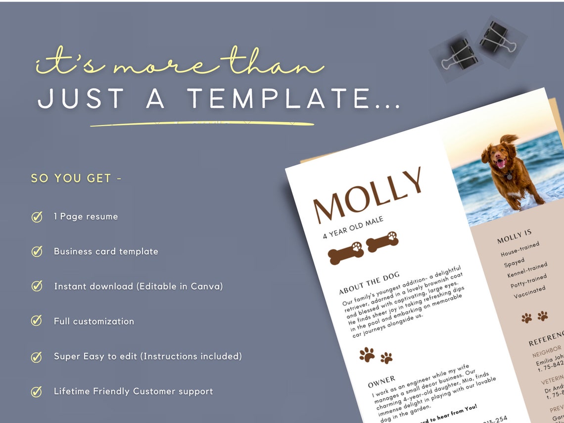 Dog Resume Rental Application, Renting Pet Bio, Dog Rescue, Dog Resume ...