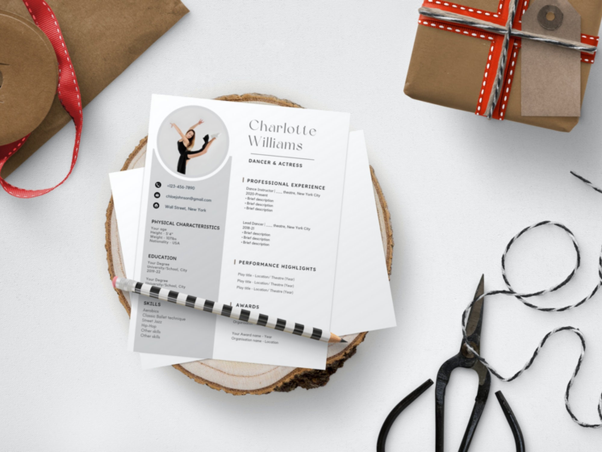 Ballet Resume Template Canva Ballerina Audition Theatre Resume Template ...