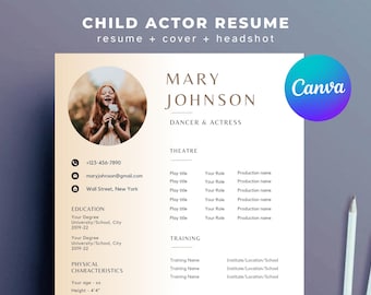 Child Actor Resume Template CANVA Child Acting Resume for Auditions ...
