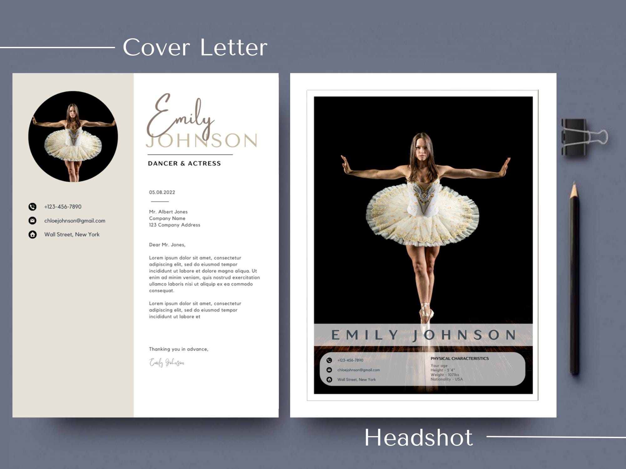 Ballet Resume Template Canva Ballerina Audition Theatre Resume Template ...
