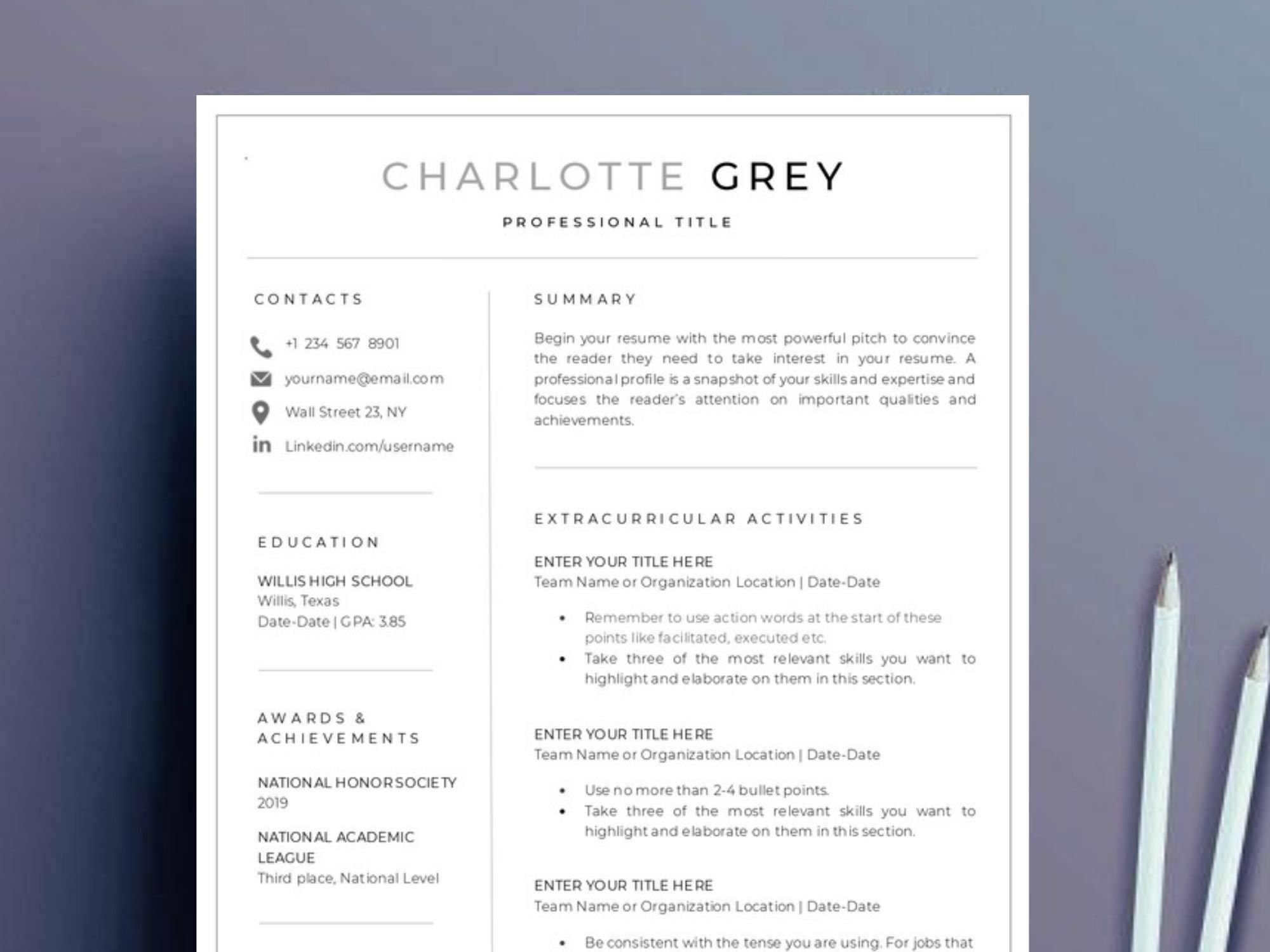 Student Resume Template Google Docs for Internship No Experience First ...