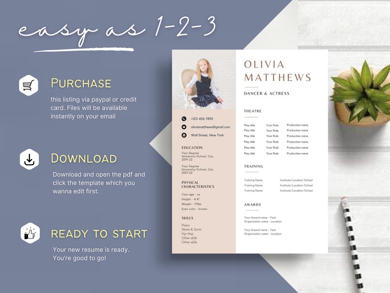 Child Actor Resume Template Canva Child Acting Resume Format for ...