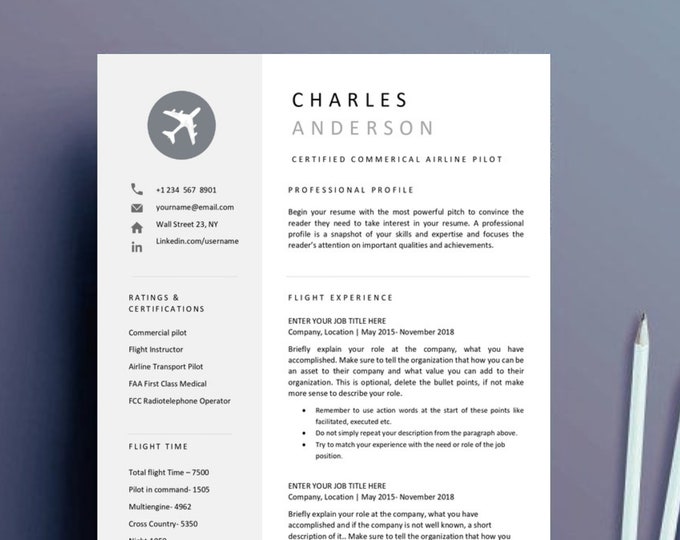Airline Pilot Resume Template Word Professional Commercial Pilot Cv ...
