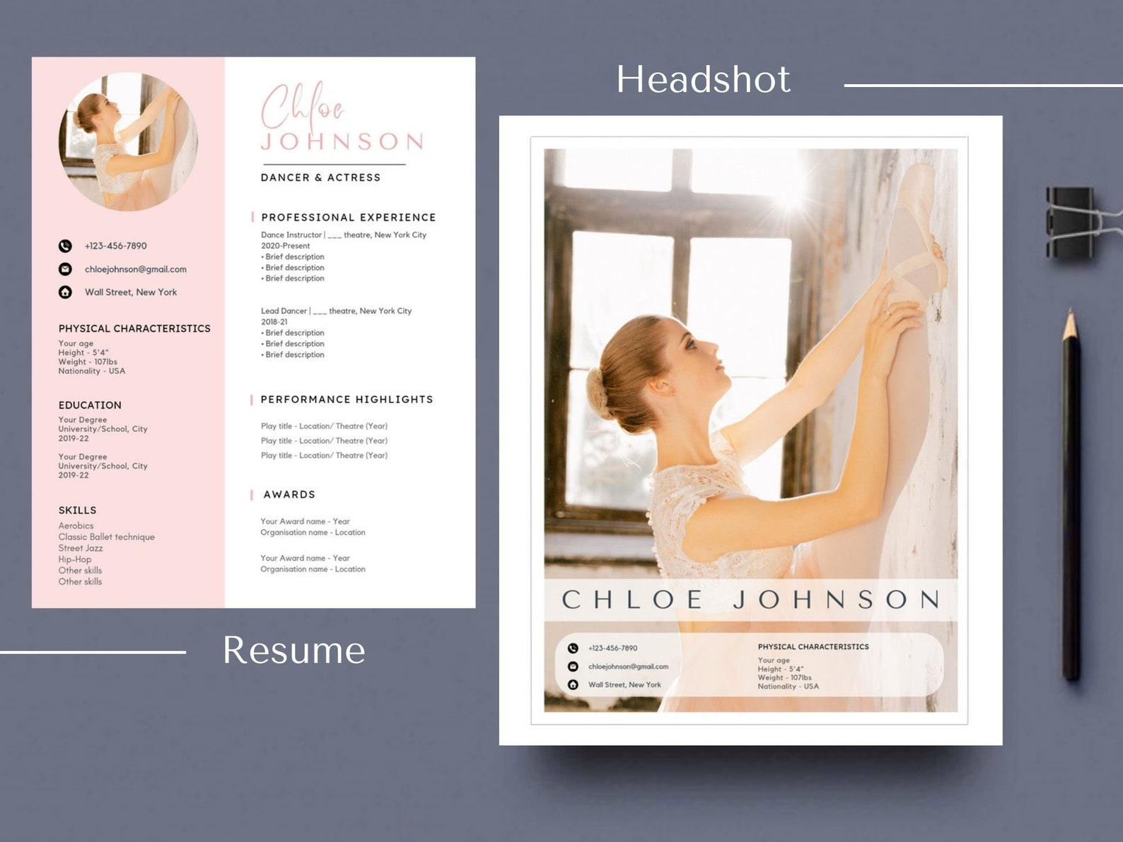 Ballet Resume Template Canva Ballerina Audition Theatre Resume Template ...