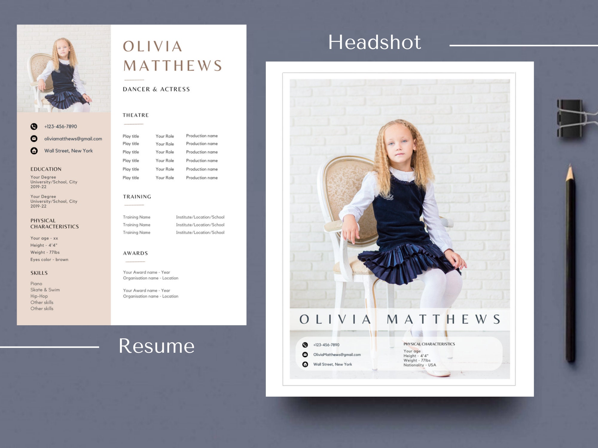Child Actor Resume Template Canva Child Acting Resume Format for ...