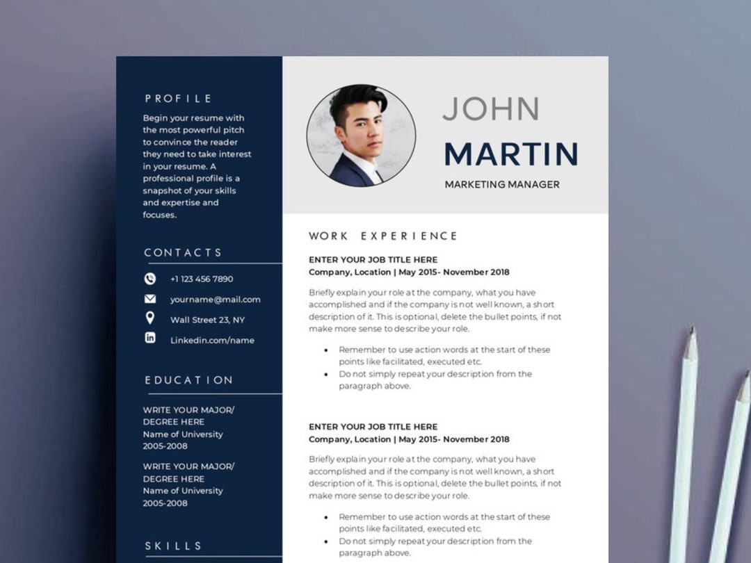 CV Template With Photo Word & Google Docs Resume Template Male ...
