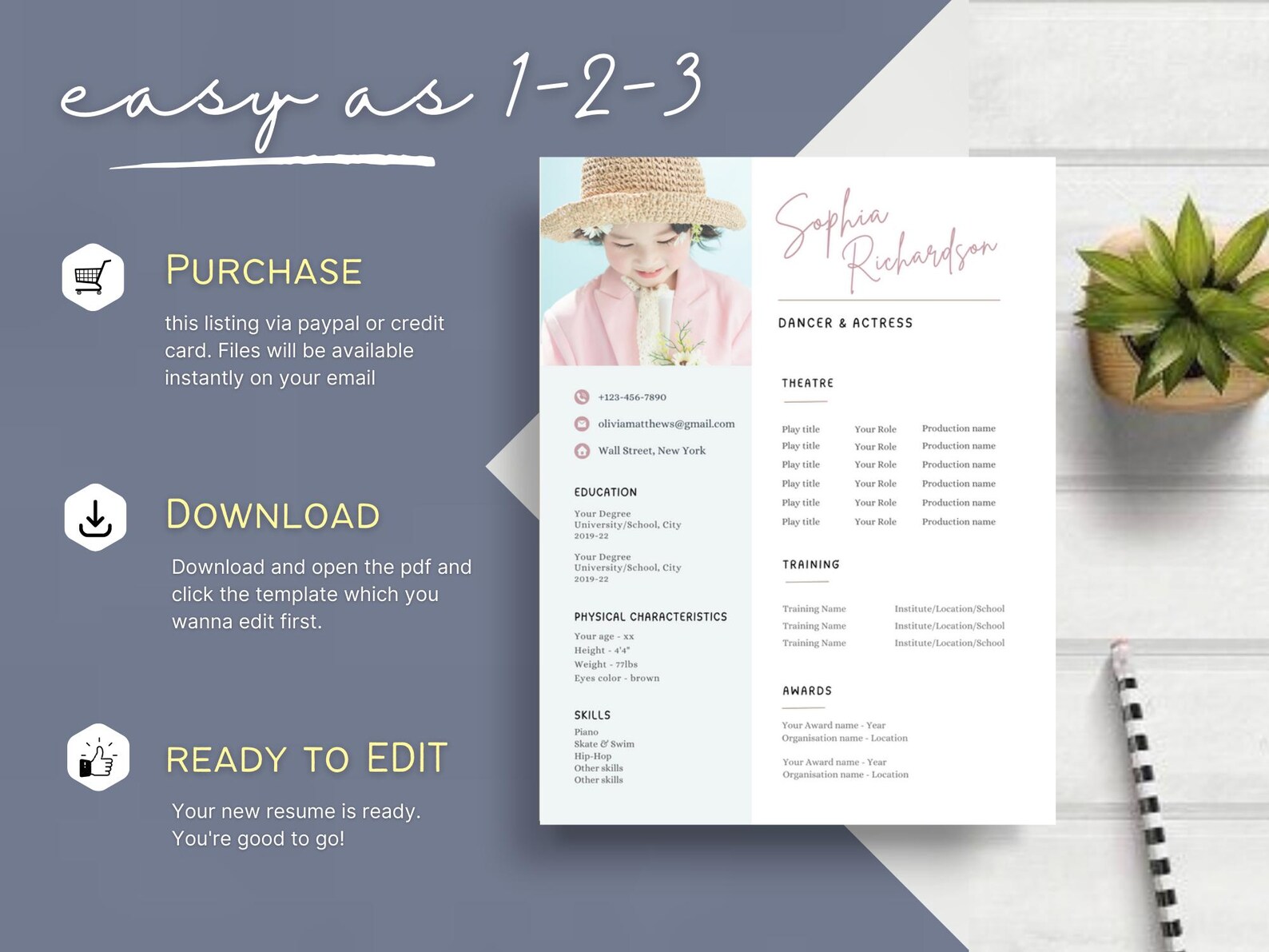 Child Actor Resume Template Canva Child Acting Resume Format for ...