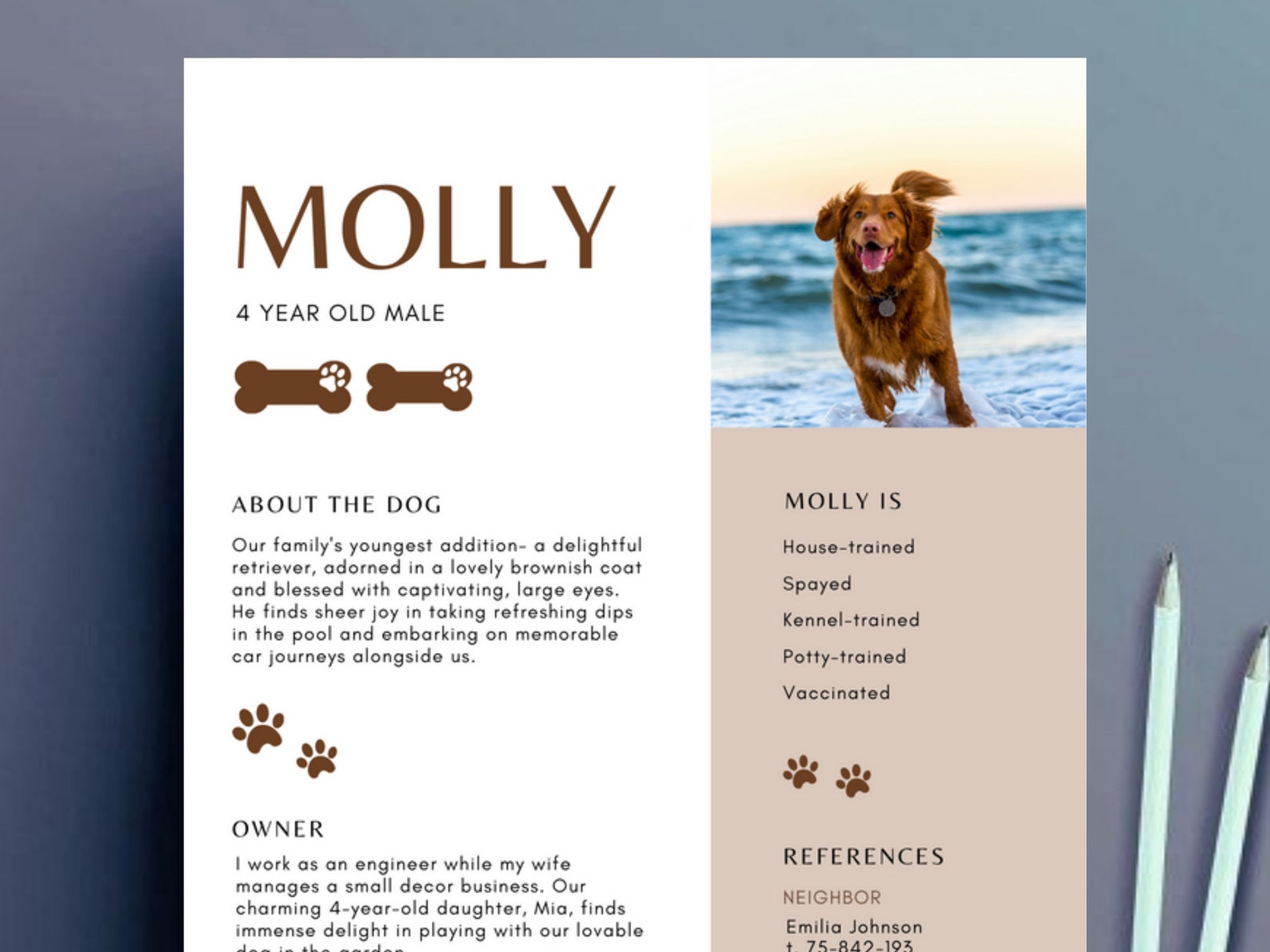Dog Resume Rental Application, Renting Pet Bio, Dog Rescue, Dog Resume ...