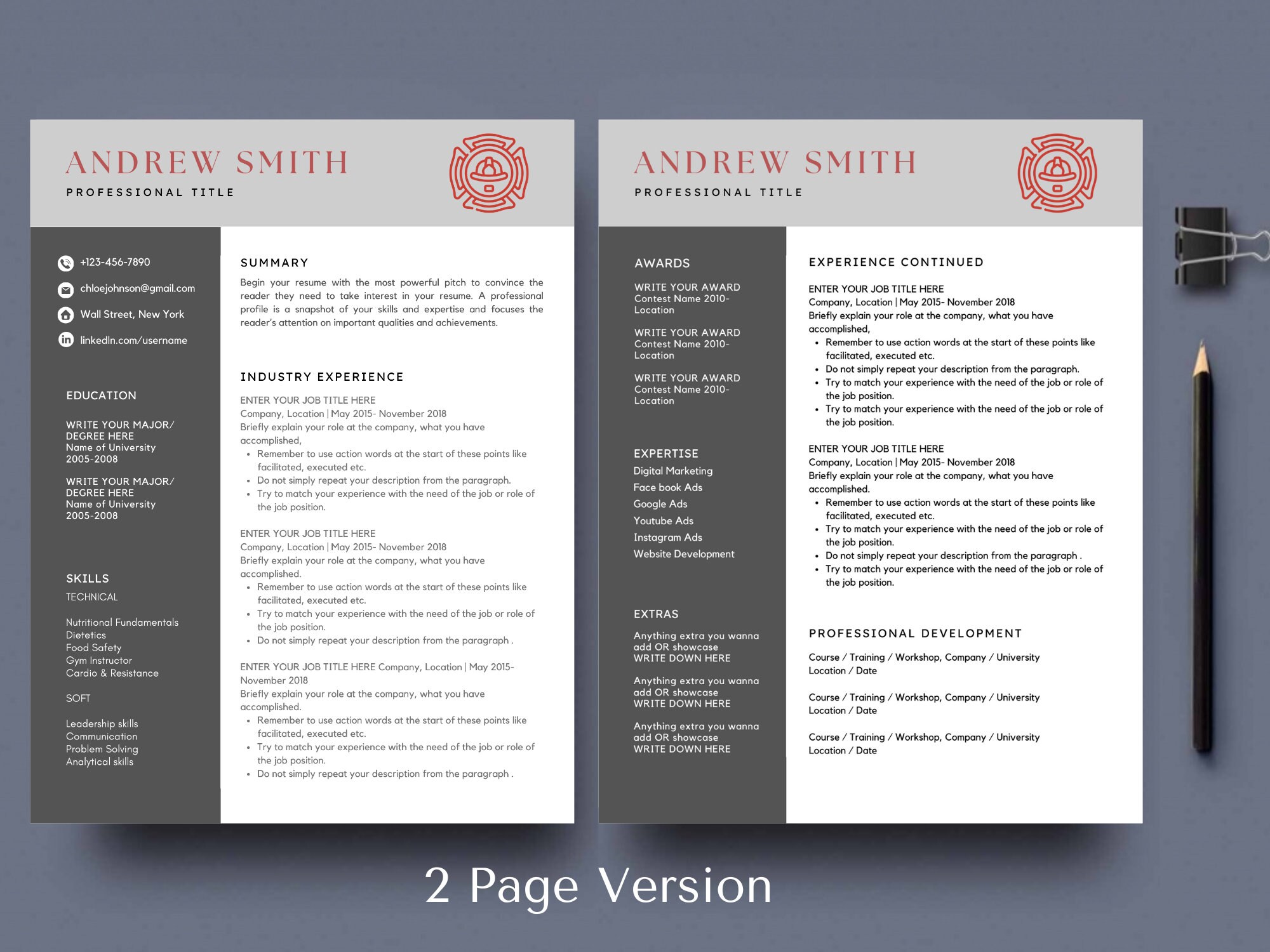 Firefighter Resume Template CANVA 2024 MODERN Fire Chief, Fire ...