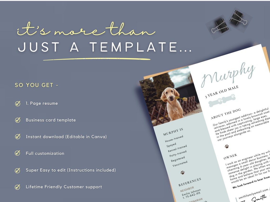 Pet Resume Rental Application Template | CANVA | Pet Application Form ...