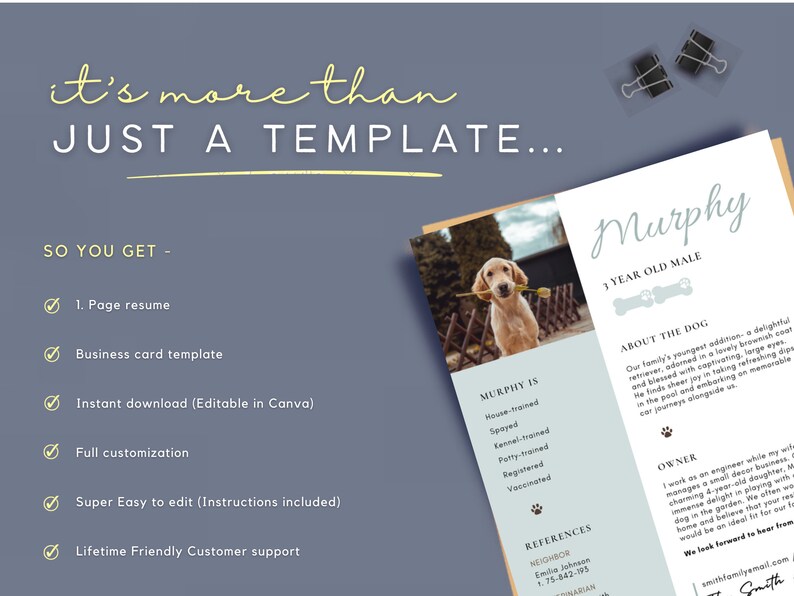 Pet Resume Rental Application Template | CANVA | Pet Application Form ...