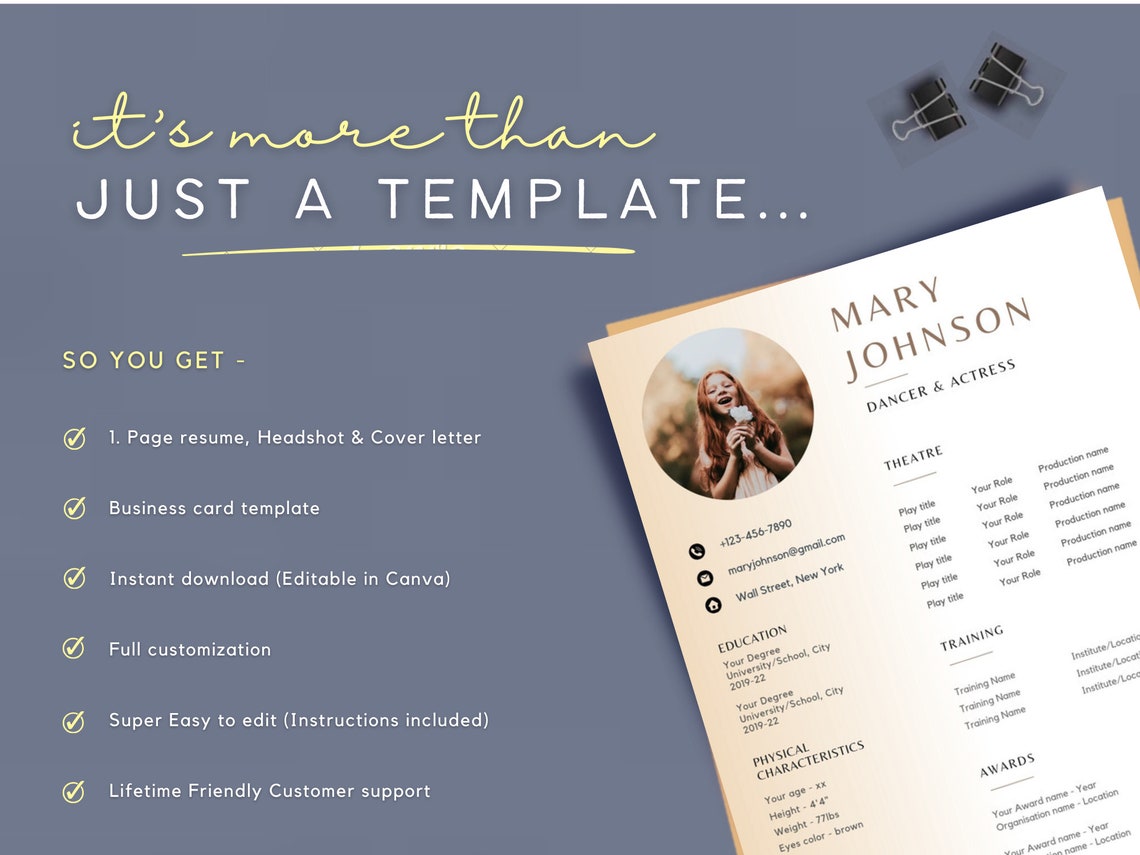 Child Actor Resume Template CANVA Child Acting Resume for Auditions ...