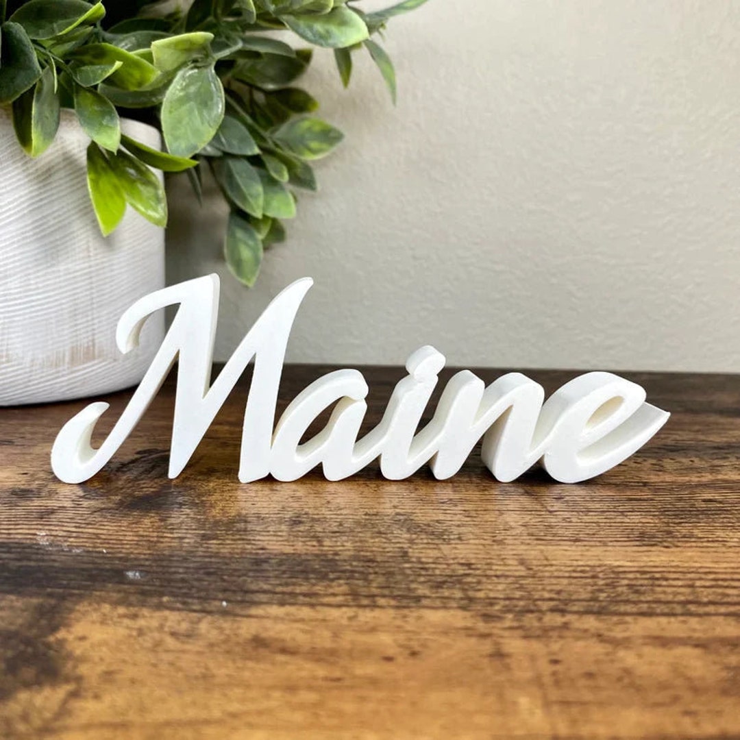 Maine Sign 3D Printed Script Office Desk Maine Display Sign - Etsy