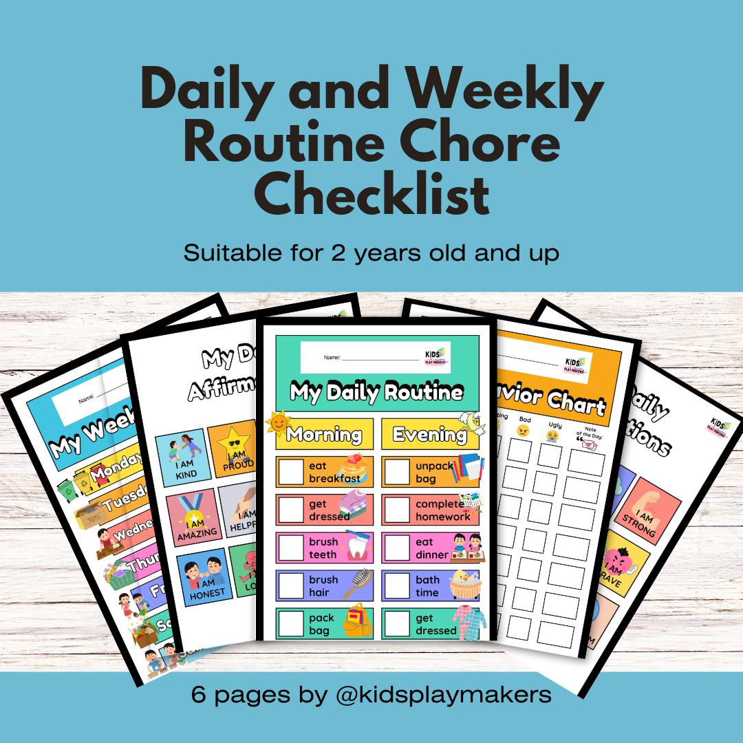 Daily Weekly Routine Behavior, Potty Training, Chore Chart Checklist ...