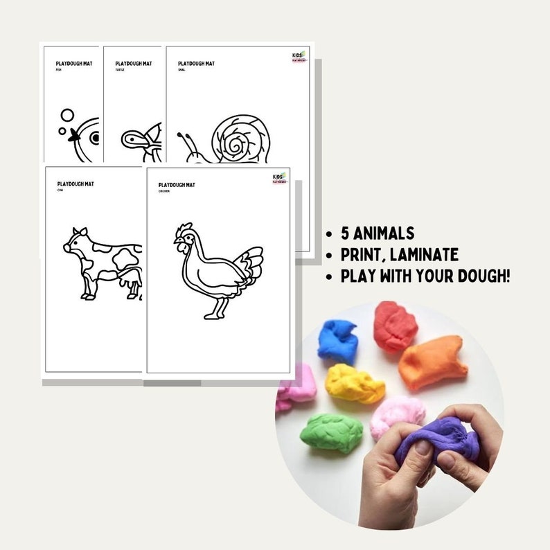 Playdough Mat Emotions, Foods and Animals - PDF to Print - Etsy
