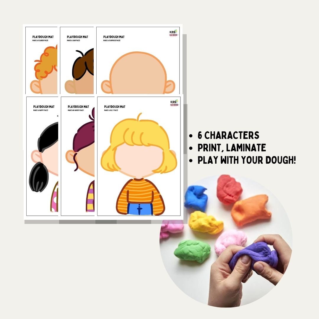 Playdough Mat Emotions, Foods and Animals - PDF to Print - Etsy