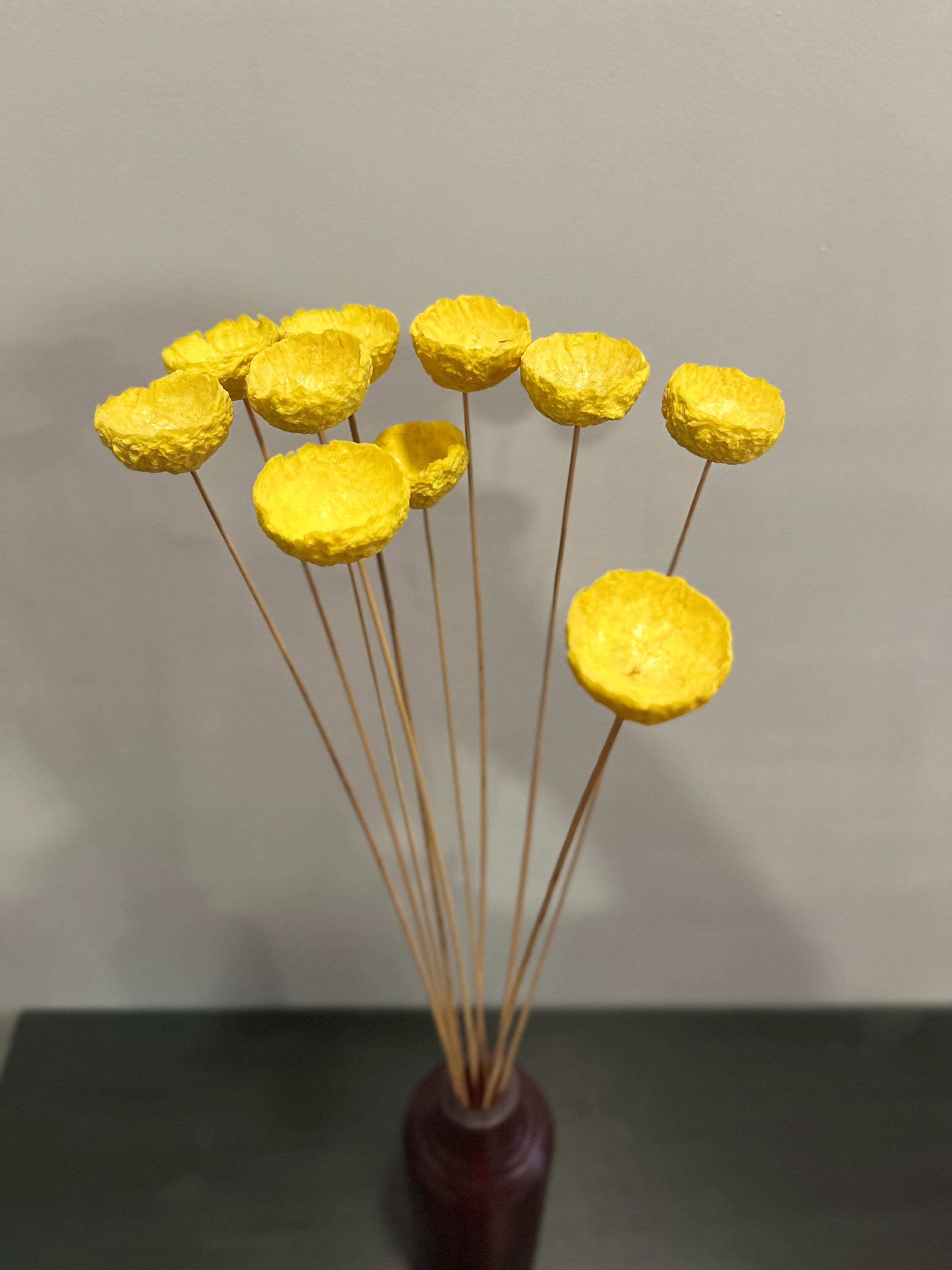 Long Stem Fairy Cup Paper Mache Flower, Cotton Mache Flower Arrangement ...